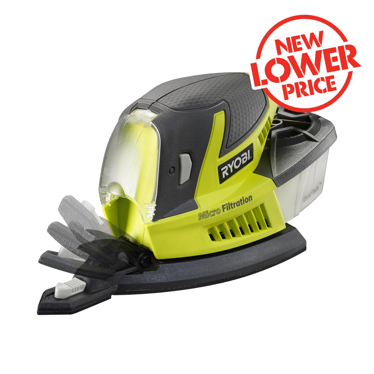 Ryobi 100W Palm Sander - Compact - Mixed Material - Easy Cleanup ...
