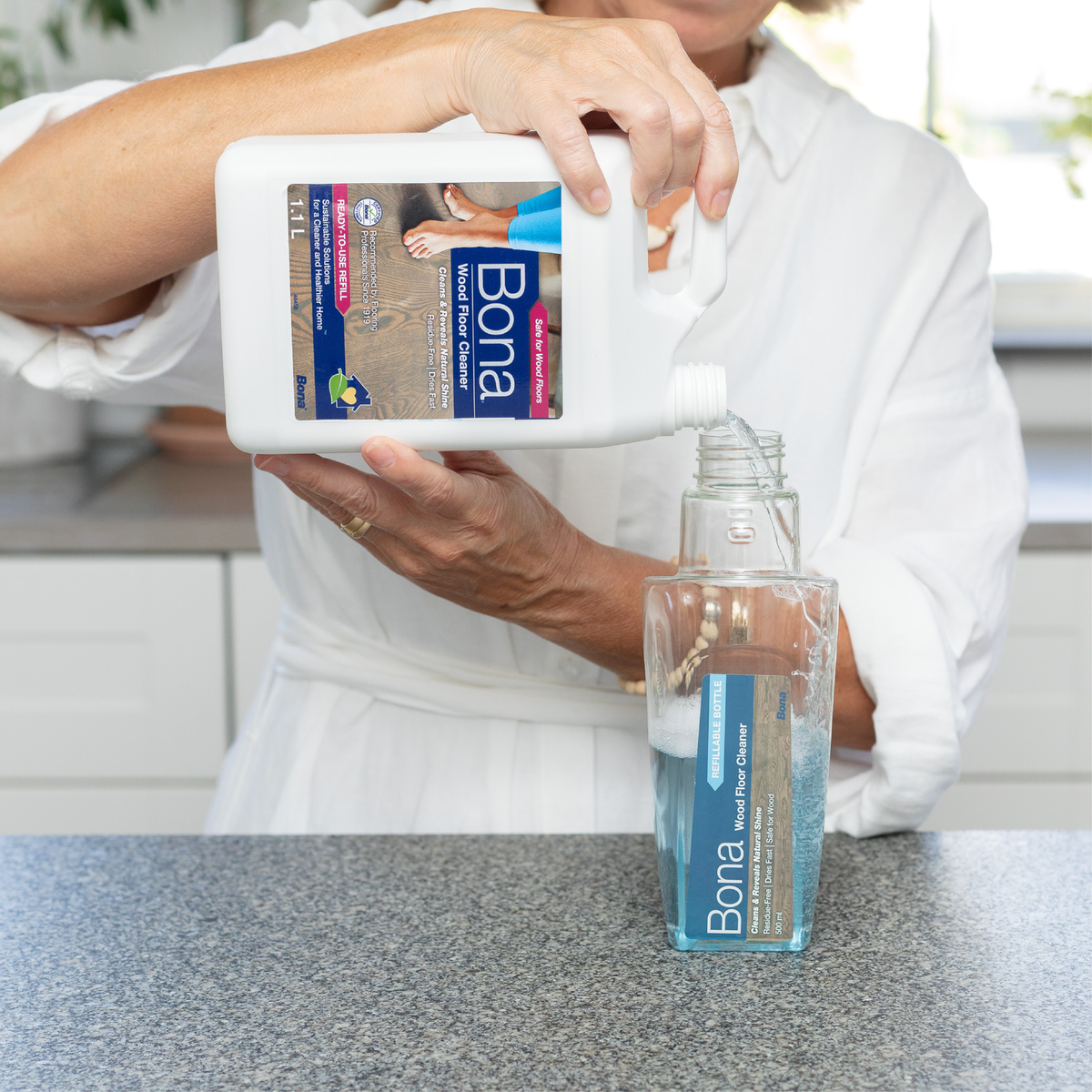 Bona Wood Floor Cleaner - 4L Refill - Water-Based, pH-Balanced, Fast-D ...