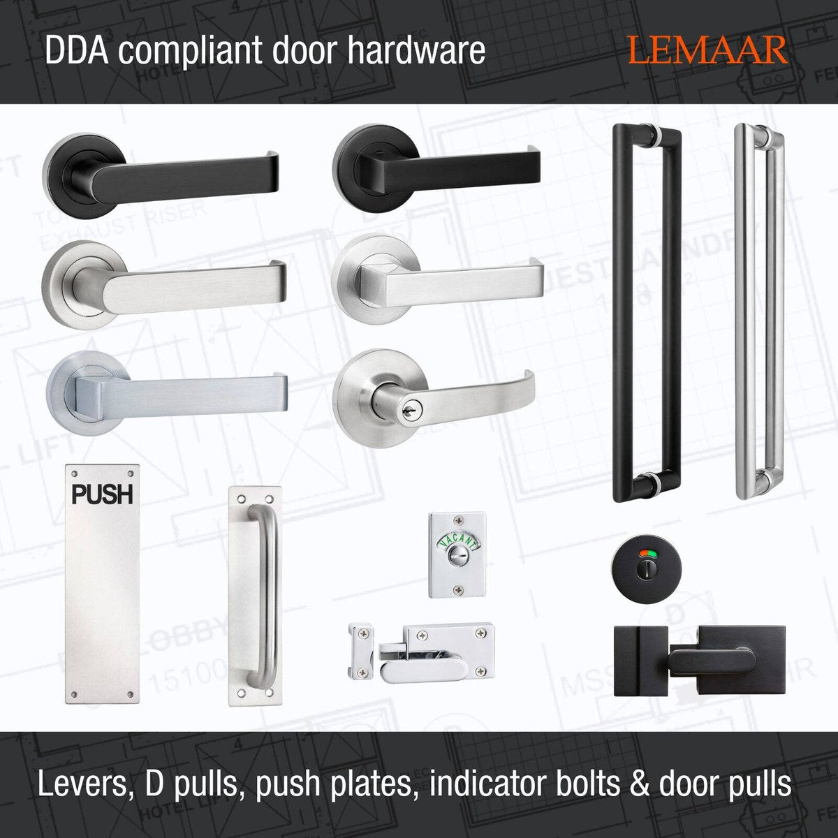 Lemaar Engraved Push Plate 300x100x2mm Satin Stainless Steel DDA ...