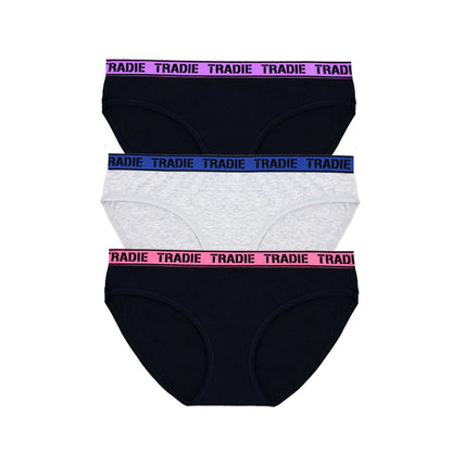 Tradie Ladies Underwear Focus Bikini 3 Pack Size 10 - High Cut Leg - C ...