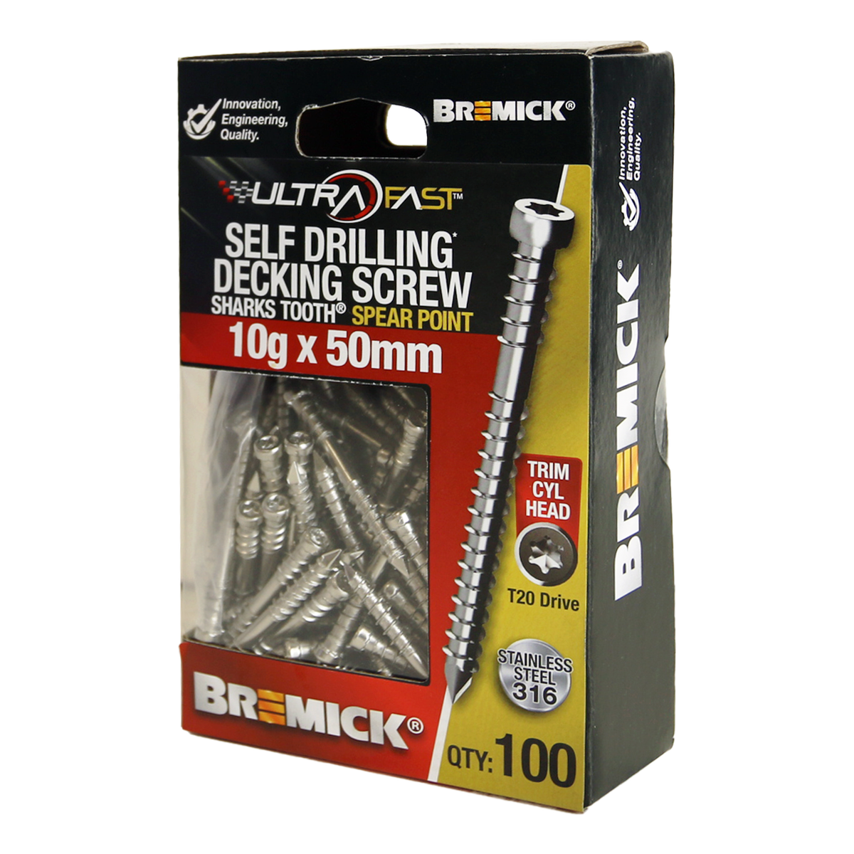 Bremick Ultrafast Stainless Steel 316 Trim Head Screws 10g x 50mm - 10 ...