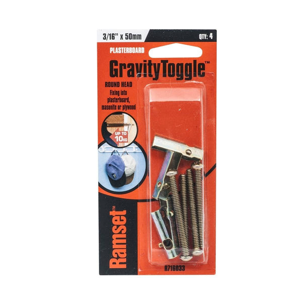 Ramset Gravity Toggles 3 16 x 50mm Gold Steel Flush Fixing 4 Pack ...
