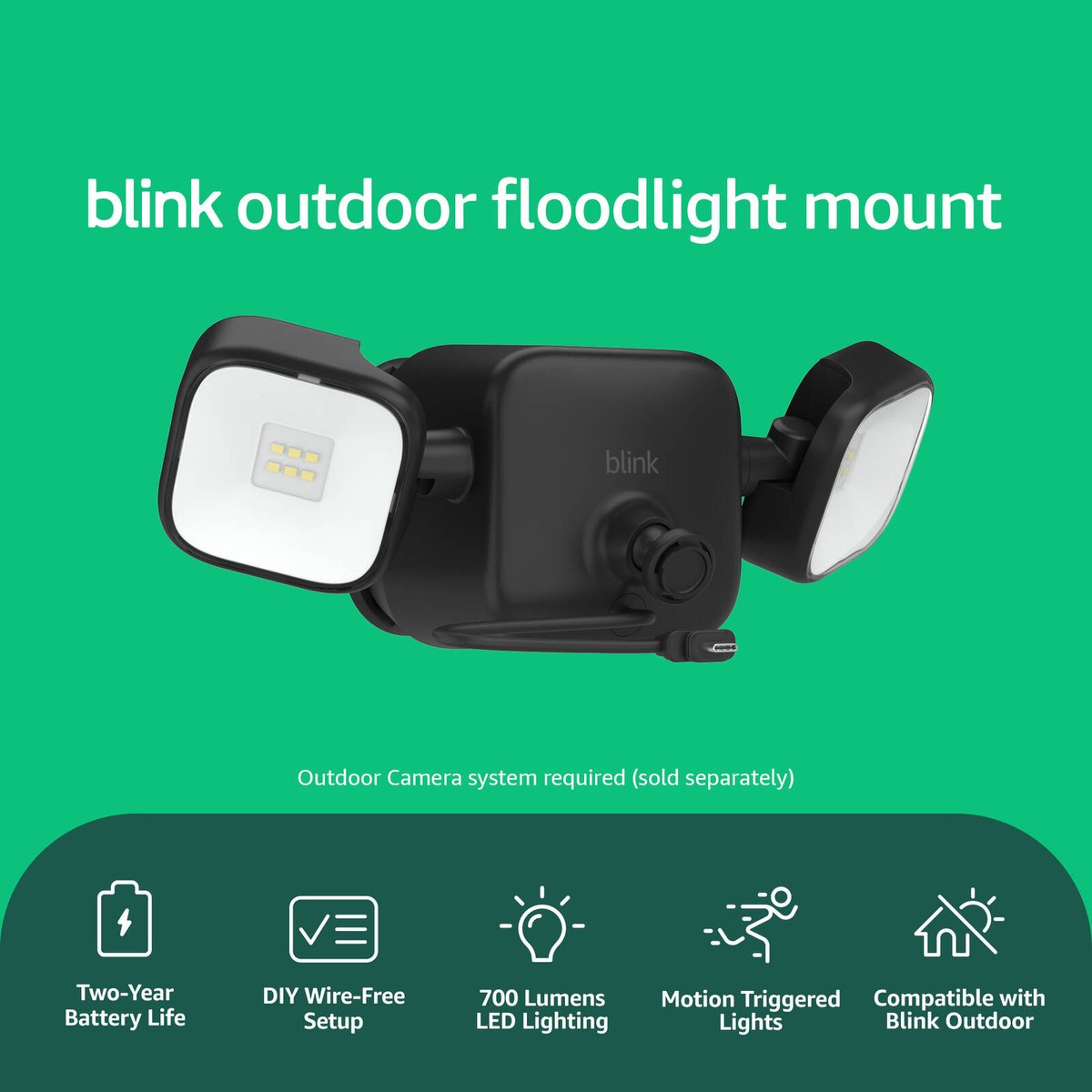 Blink Outdoor Floodlight Mount - 700 Lumens - Wireless - Black – Auzzi ...