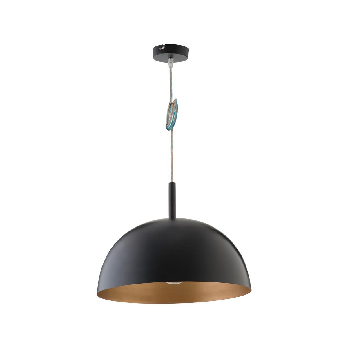 Verve Design Metal Dome Pendant Light 60W Black Gold 400mm Metal ...