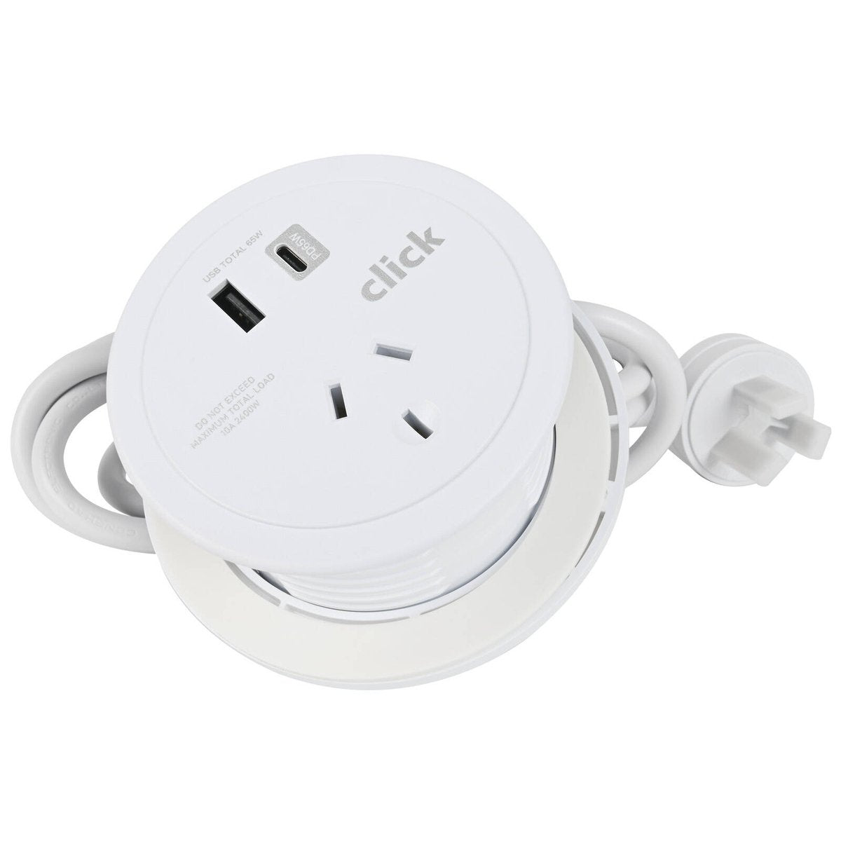 Click Desktop Power Grommet PD65W - AC Outlet & USB Ports - 1.5M Cable ...