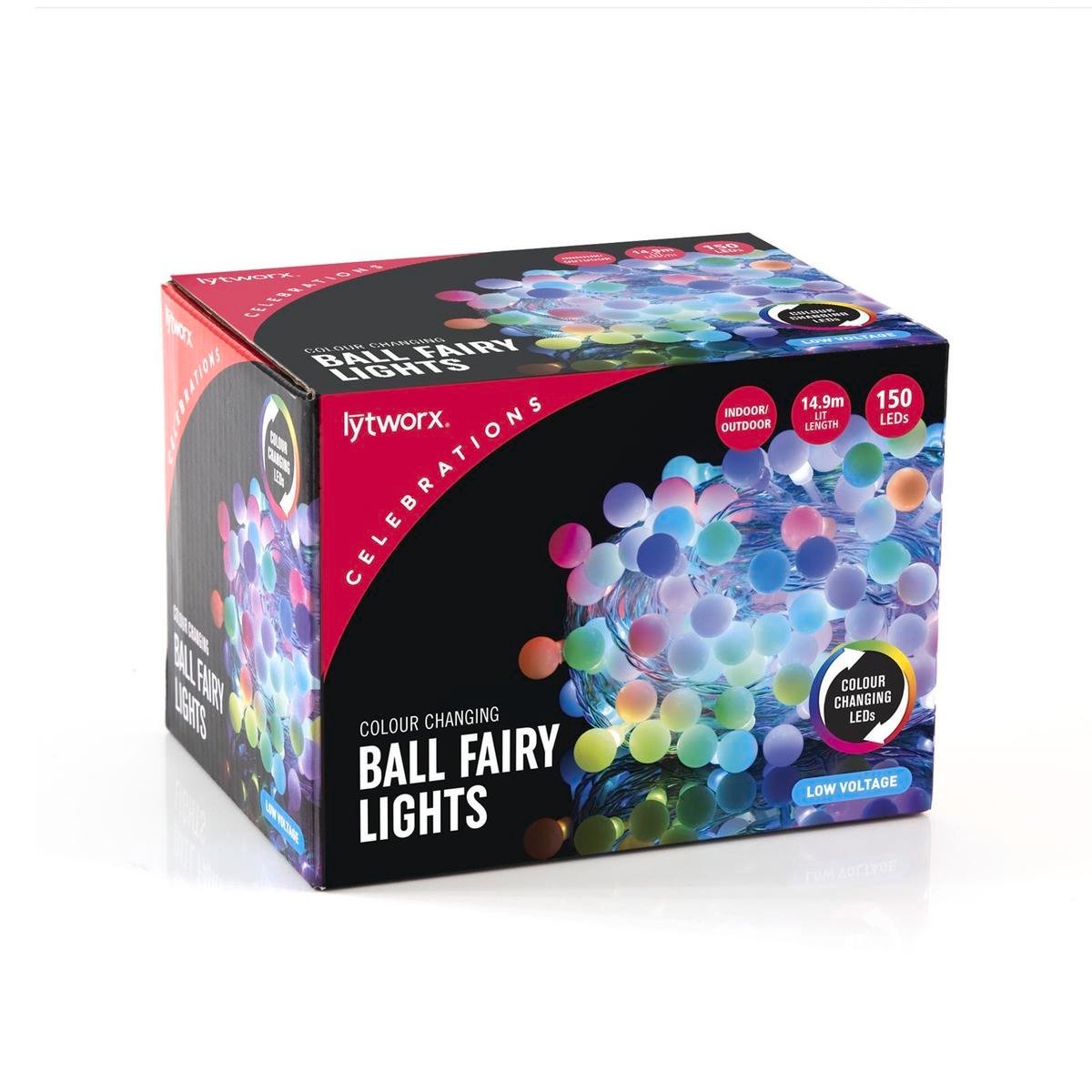 Lytworx Colour Changing LED Ball Fairy Lights 150 Pack 14.9m Indoor Ou ...
