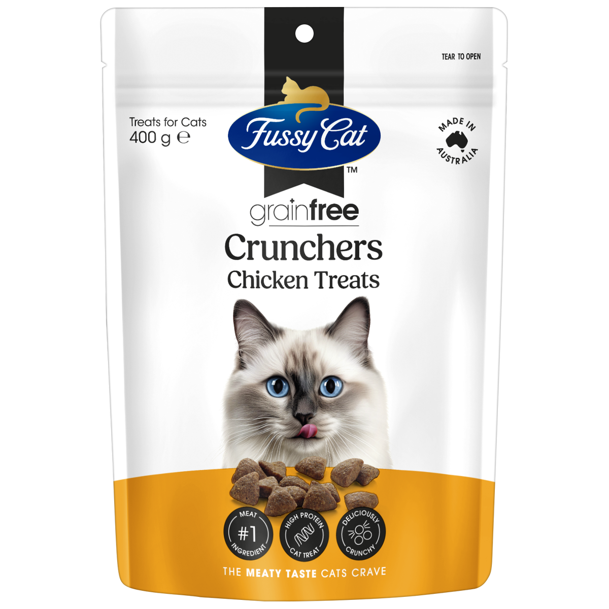 Fussy Cat 400g Chicken Crunchers Cat Treats - Grain-Free - High Protei ...