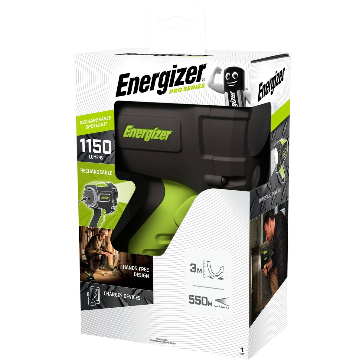 Energizer Pro Series Rechargeable LED Spotlight - 1150 Lumens - 550m B ...