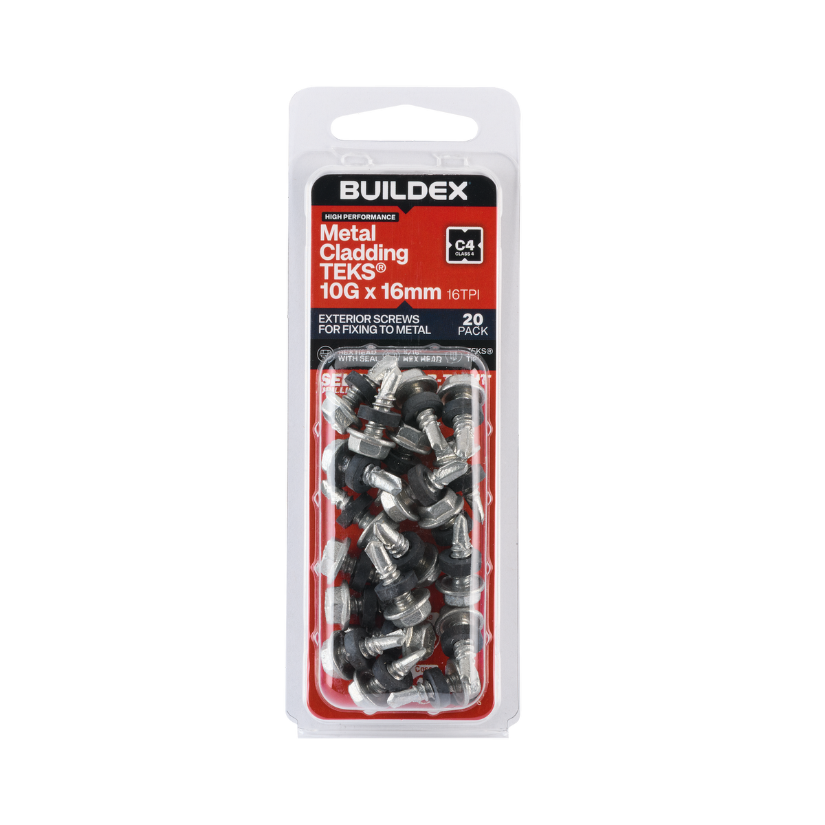 Buildex Teks Screws - 10g x 16mm - Class 4 - 20 Pack - Self-Drilling ...