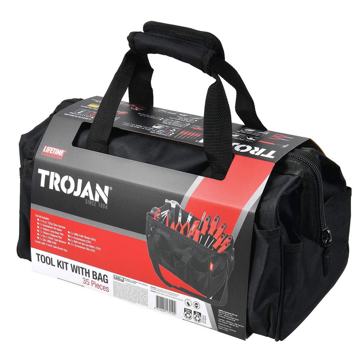 Trojan 35 Piece Tool Kit W Bag - 325mm x 141.6mm x 440mm - Versatile D ...