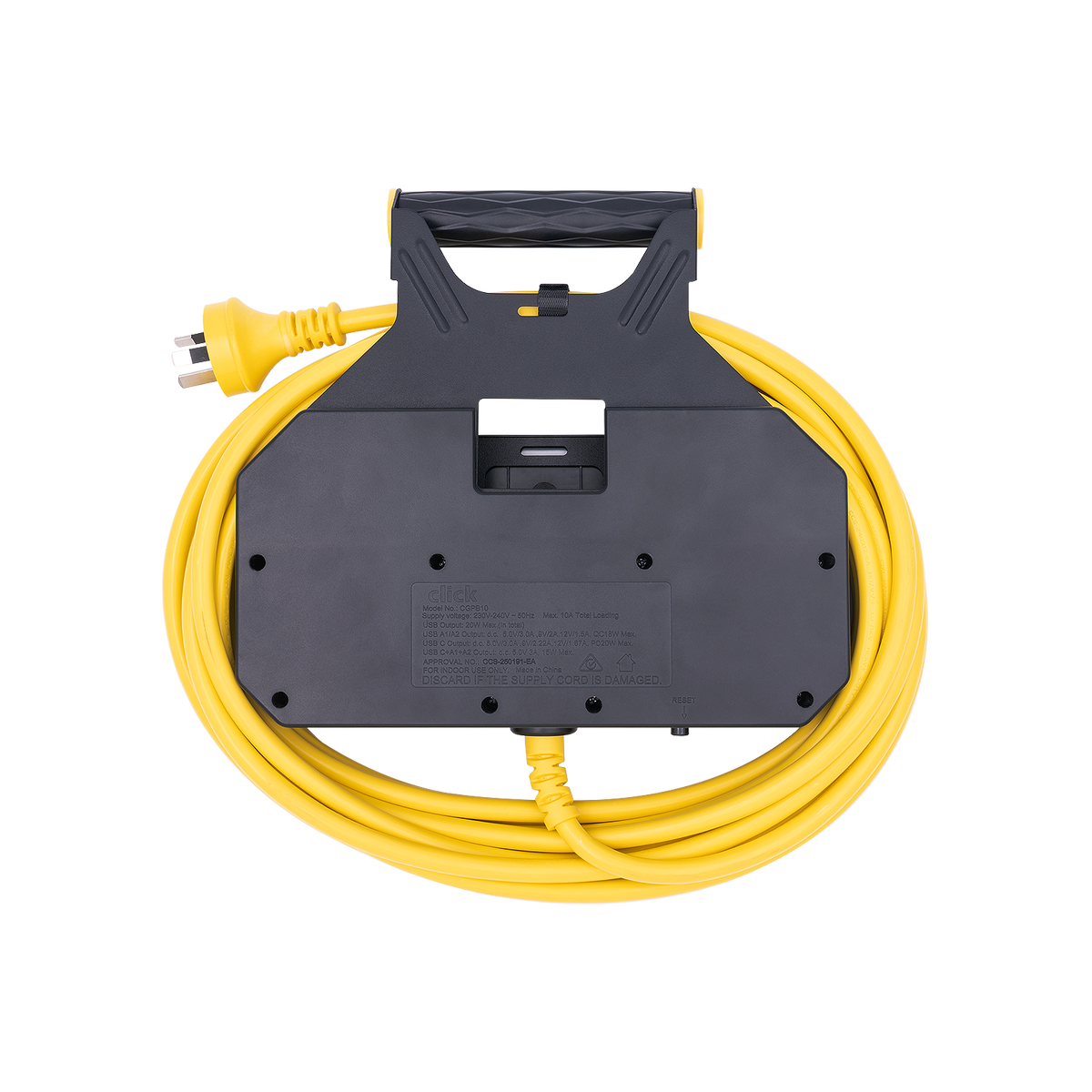 Click 10m Cord Wall Mountable Power Board - 3 Outlet with Hanger - Fas ...