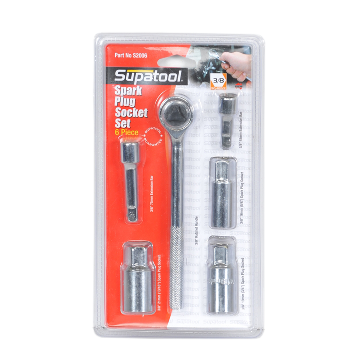 Supatool Spark Plug Socket Set - 6 Piece - Carbon Steel - Heavy Duty ...