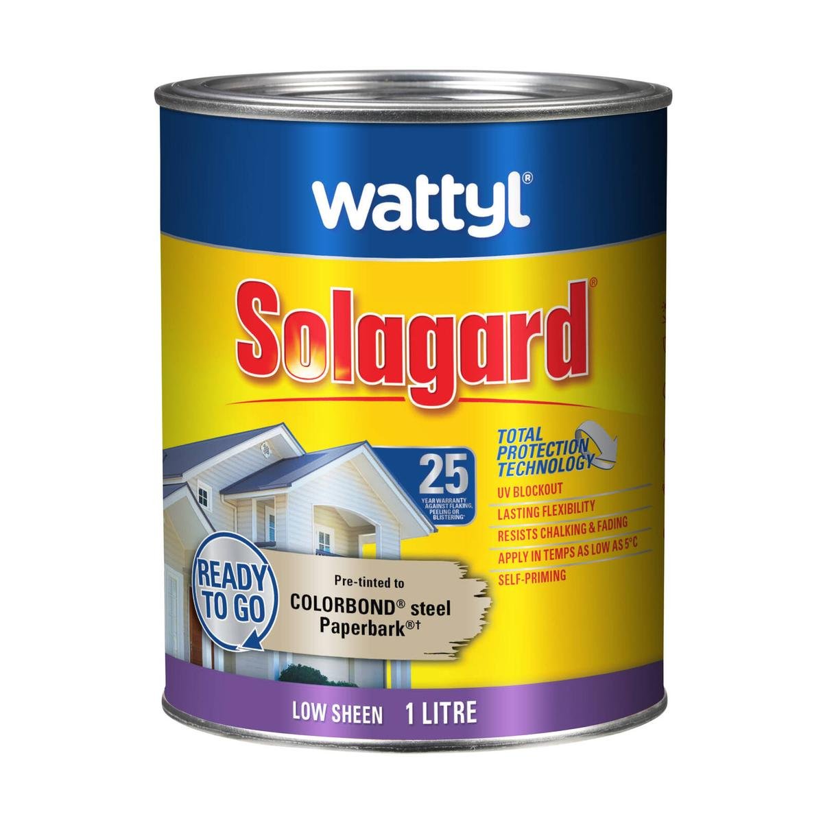 Wattyl 1L Pre Tinted Low Sheen Solagard Exterior Paint - Paperbark - D ...