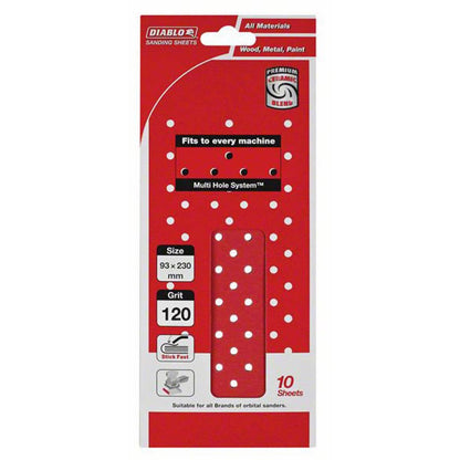Diablo Hook Loop Sanding Sheet 93x230mm 120g Aluminium Oxide 10 Pack ...