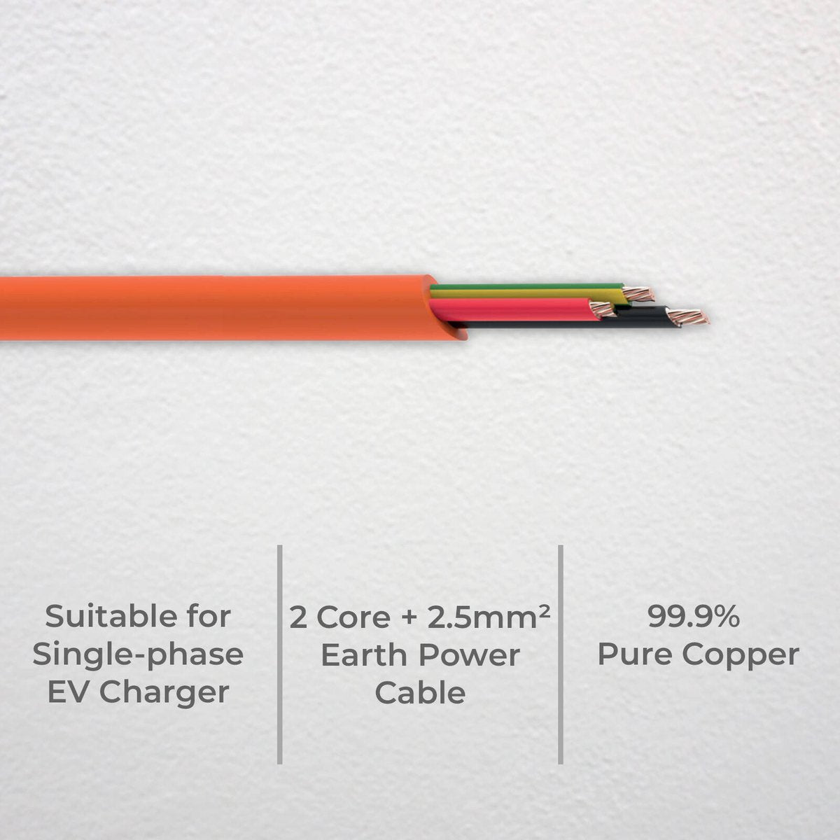 Deta 5m 450/750V V90 2.5mm 2 Core E 1 Phase Cable - Orange - Durable ...