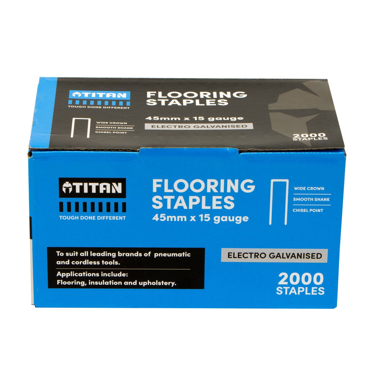 Titan 15g x 45mm Electro Galvanised Collated Flooring Staples - Pack o ...