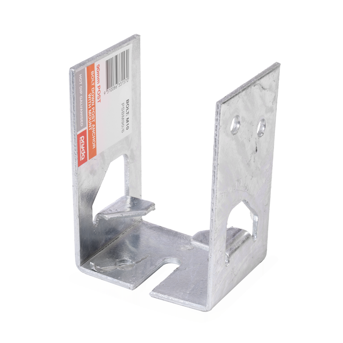 Pryda 90mm M10 Bolt Down W Raised Post Anchor - Galvanised Steel - Hea ...