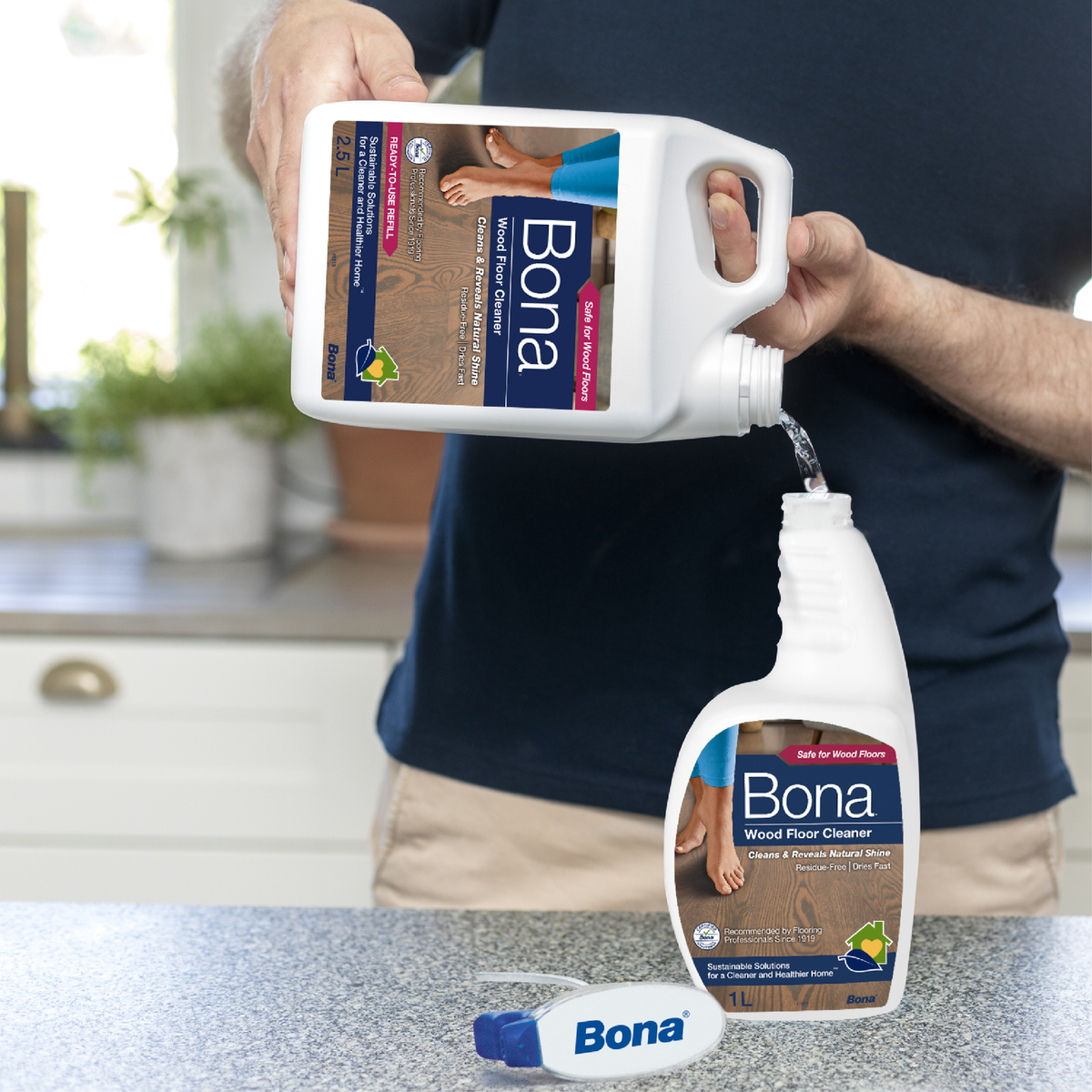 Bona Wood Floor Cleaner - 4L Refill - Water-Based, pH-Balanced, Fast-D ...