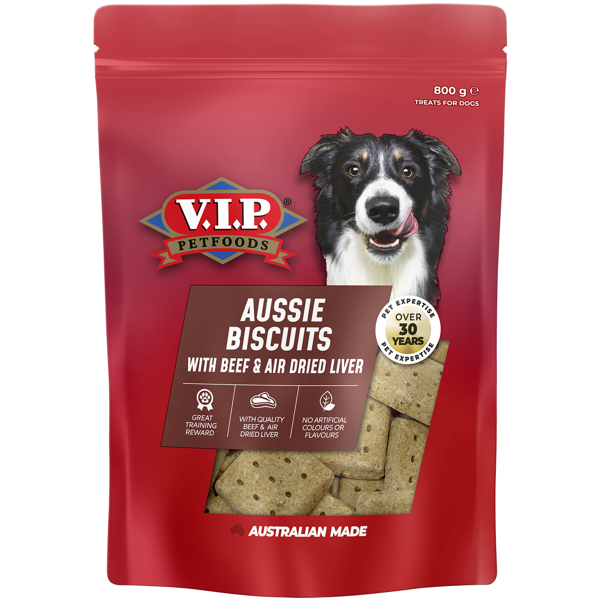 Vip Liver Dog Treat Biscuits - 800g - Beef & Air-Dried Liver - Austral ...
