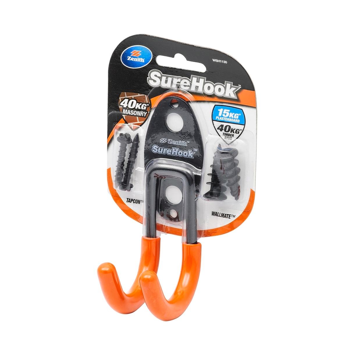 Zenith 15kg Black Surehook Small Garage J Hook - Carbon Steel - Durabl ...