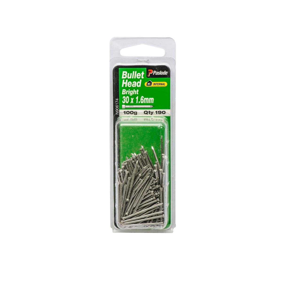 Paslode Bullet Head Nails 30mm 1.6mm Bright Steel 190 Pack – Auzzi Store