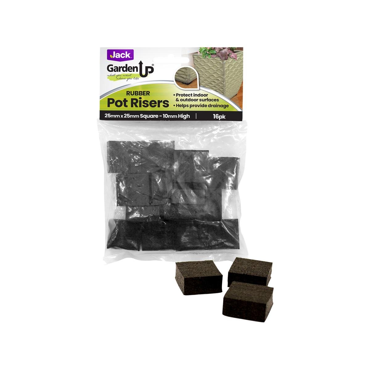Jack Rubber Pot Risers 25mm Square 16 Pack - Drainage - Black – Auzzi Store