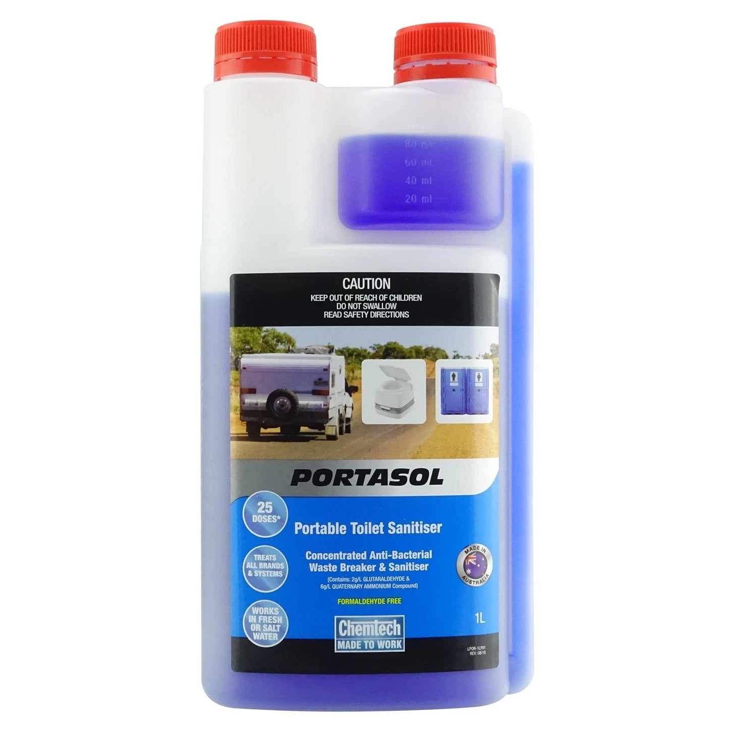 Chemtech 1L Portasol Toilet Sanitiser - Odour Elimination, Australian ...