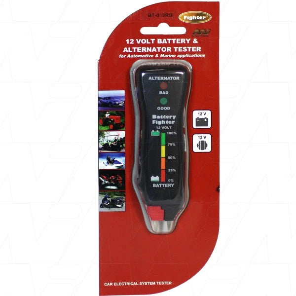 Battery Fighter Battery Tester for 12V Lead Acid Batteries, LED Status ...