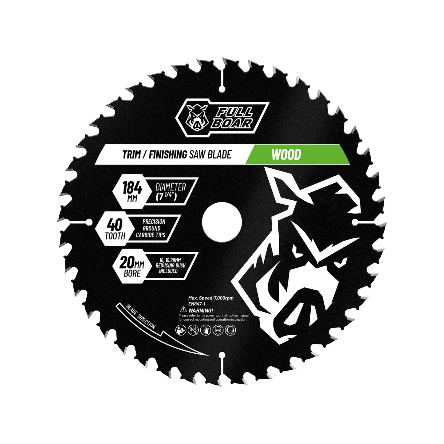 Full Boar 184mm 40T Circular Saw Blade - Razor Sharp, Thin Kerf, Harde ...